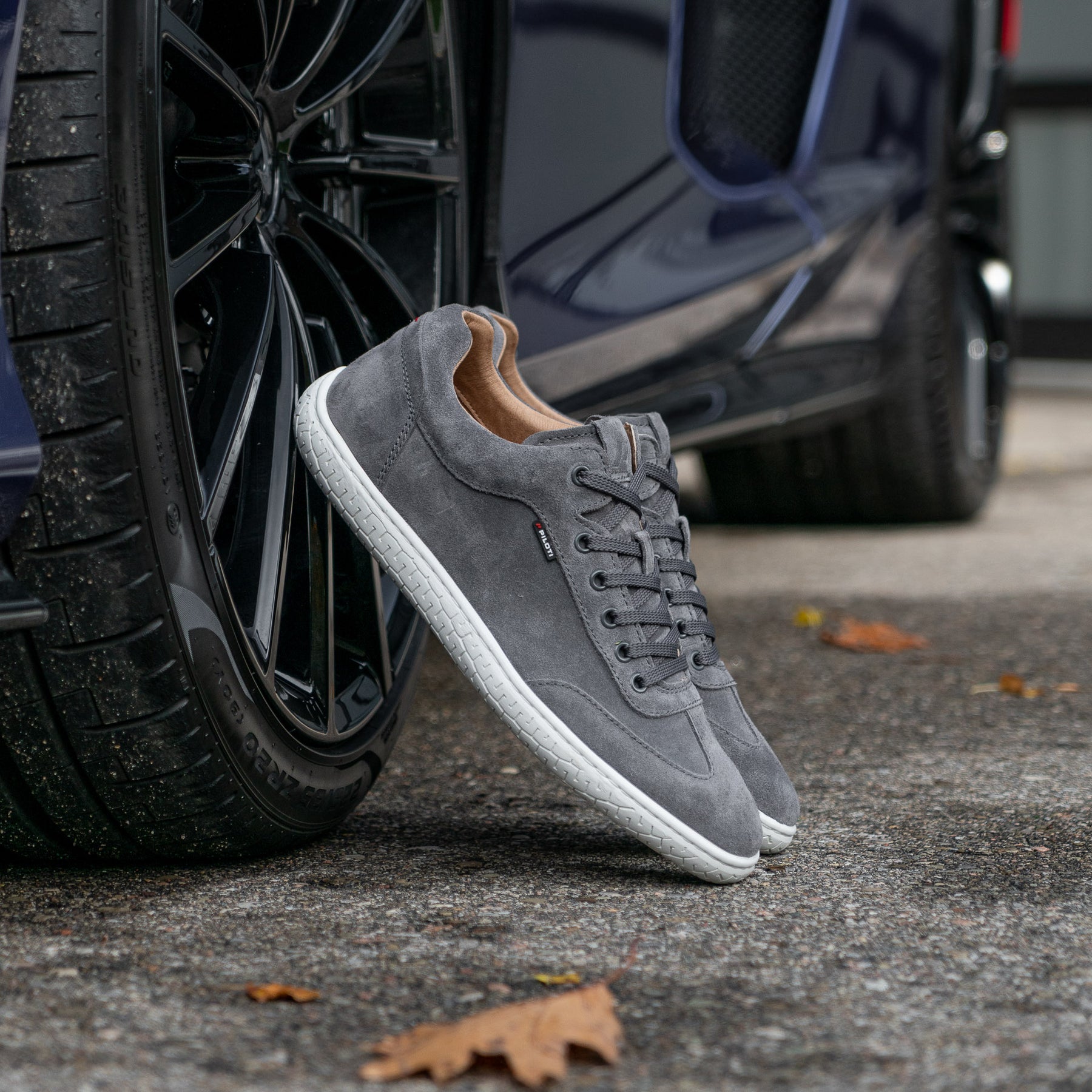 Men's Suede Shift Driving Sneaker - Charcoal (White Sole)